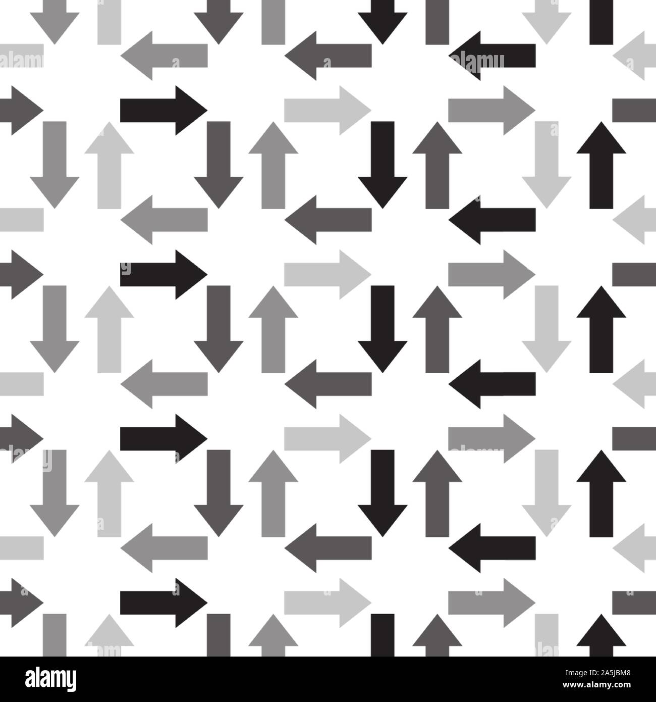 Arrows seamless pattern. Sketch design symbols. Black and white illustration. Transparency level ...