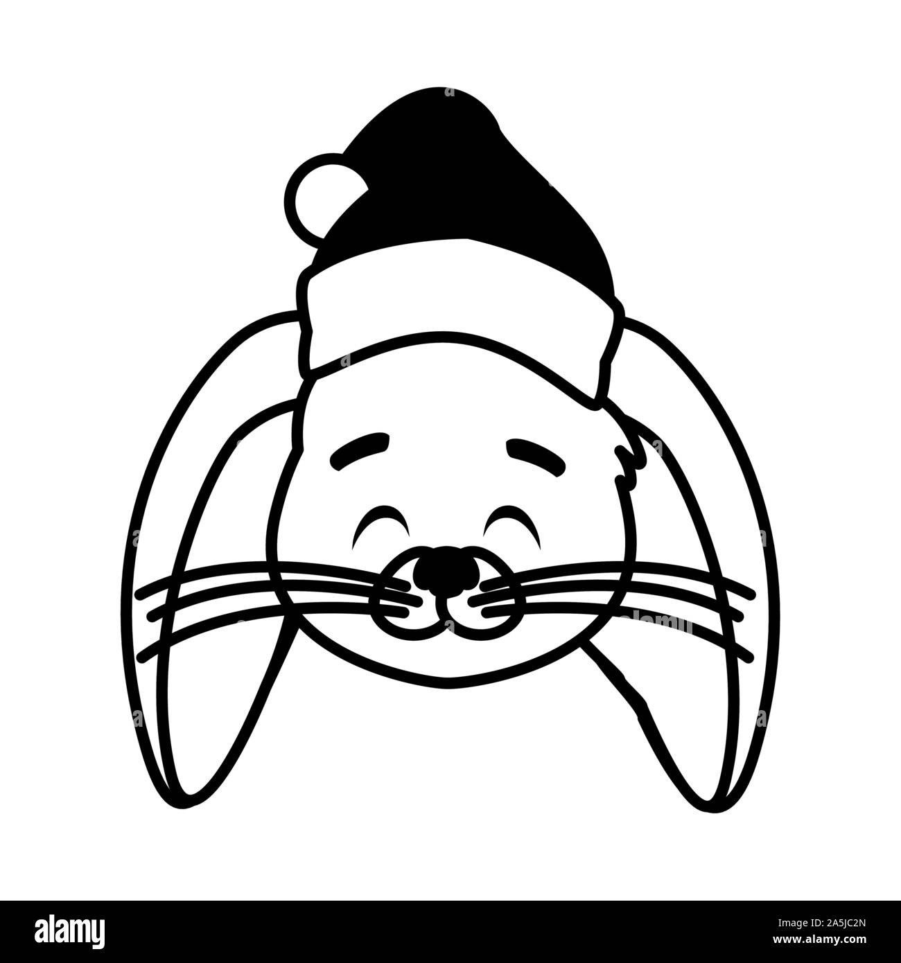 head of rabbit with hat in white background vector illustration design ...