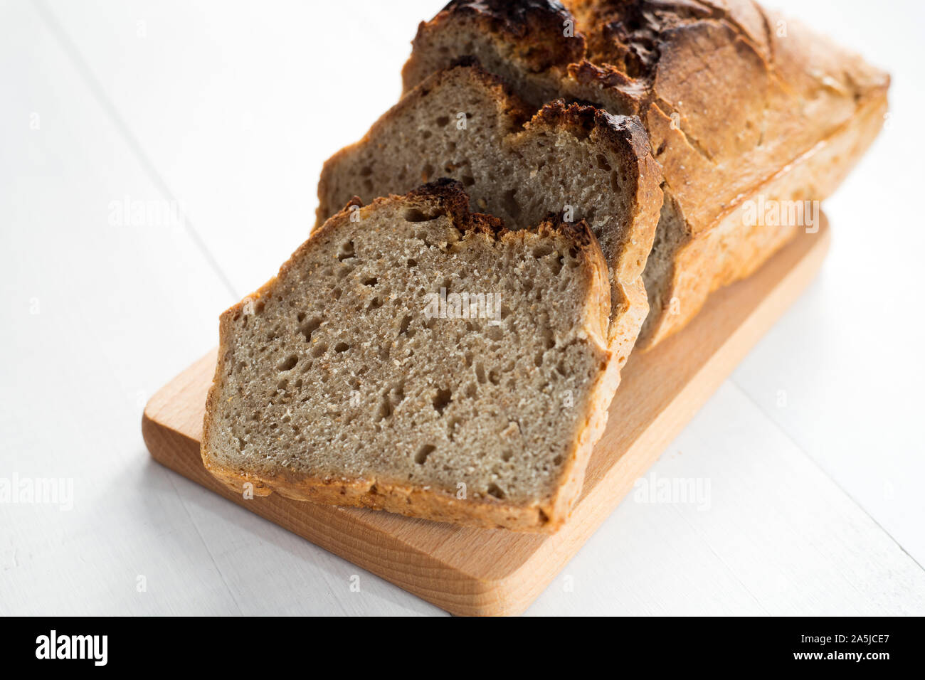 tasty bread baked at home, healthy homemade bread, bio ingredients ...