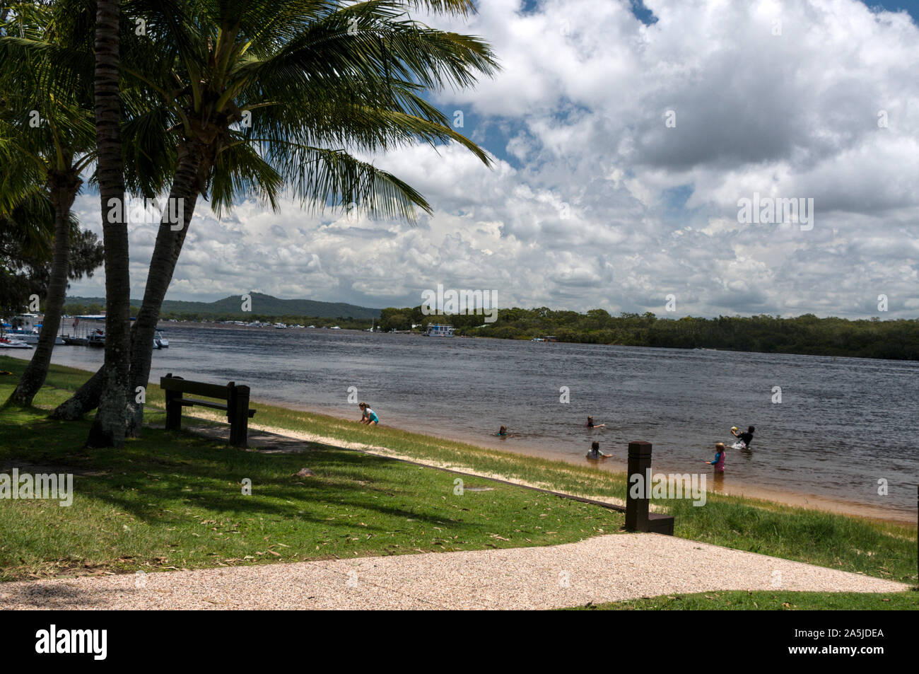 The Noosa River at Noosaville next to Noosa Heads on the Sunshine coast ...