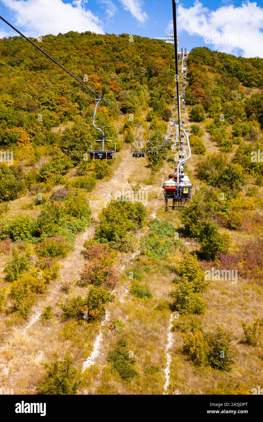 Funicular in the mountains. Summer mountains and cable car Stock Photo ...