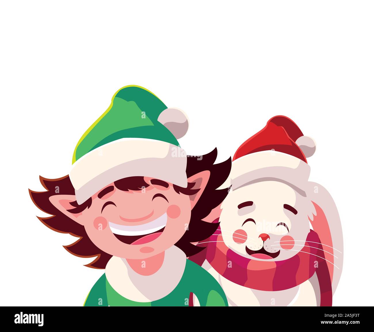 rabbit and elf in white background vector illustration design Stock ...