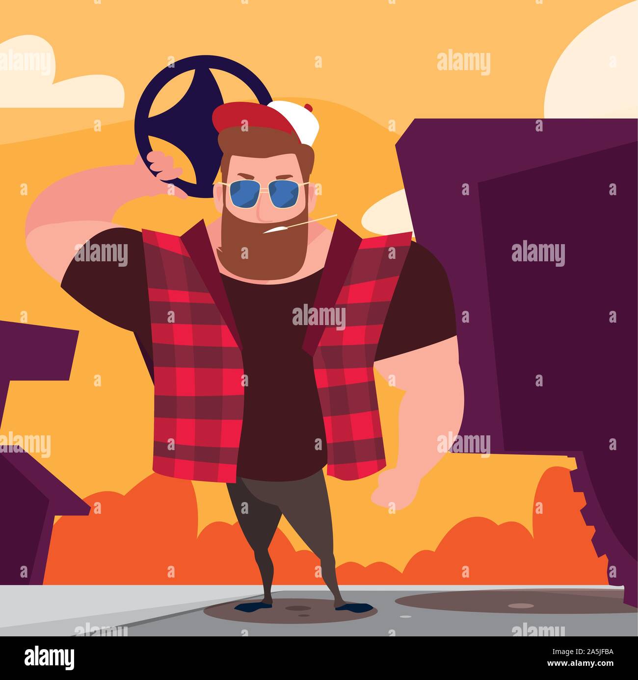 driver man holding a steering wheel vector illustration design Stock ...