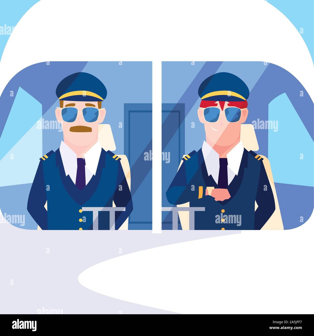 men airplane pilots in the cockpit vector illustration design Stock ...