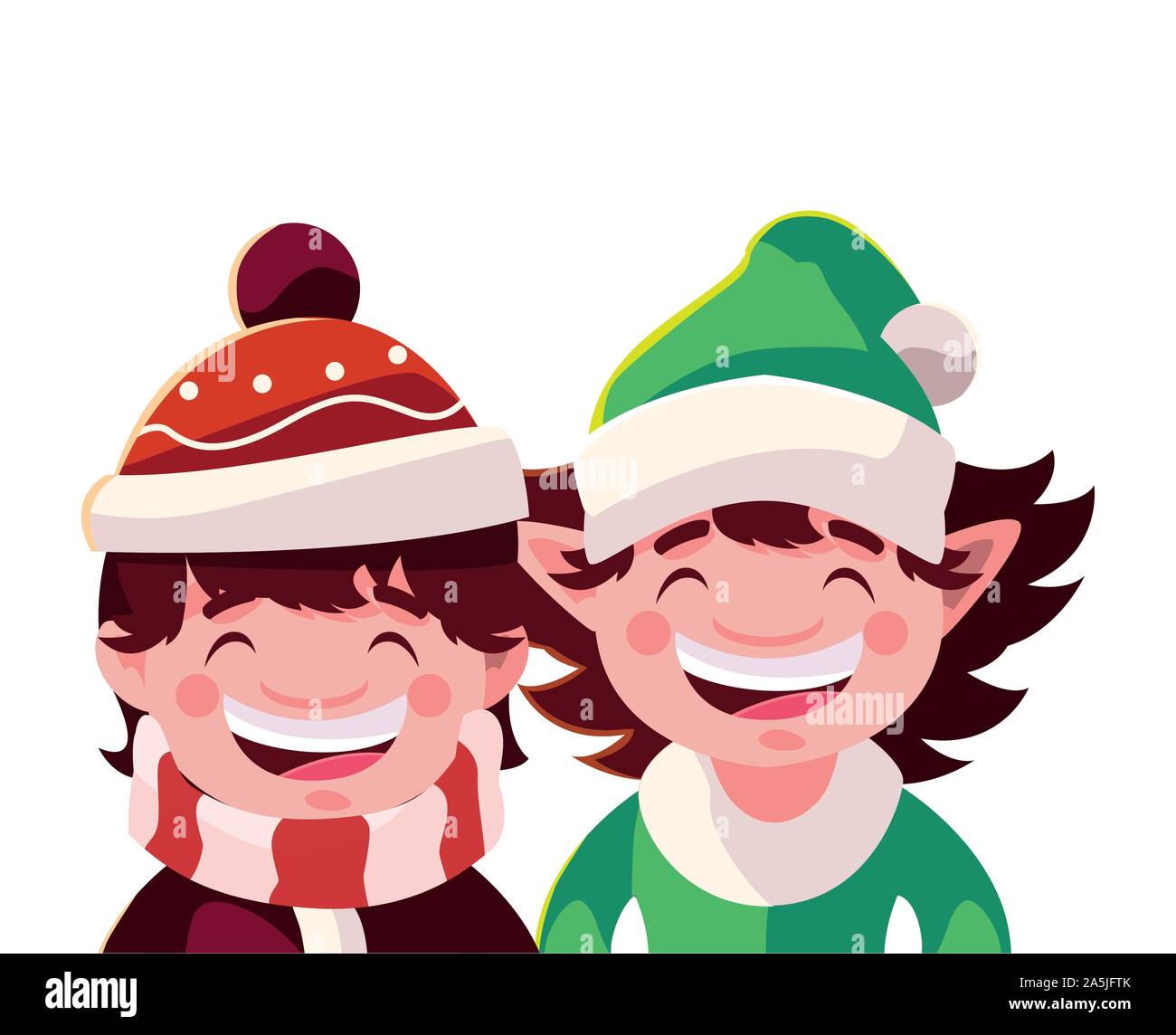 boy and elf in white background vector illustration design Stock Vector ...