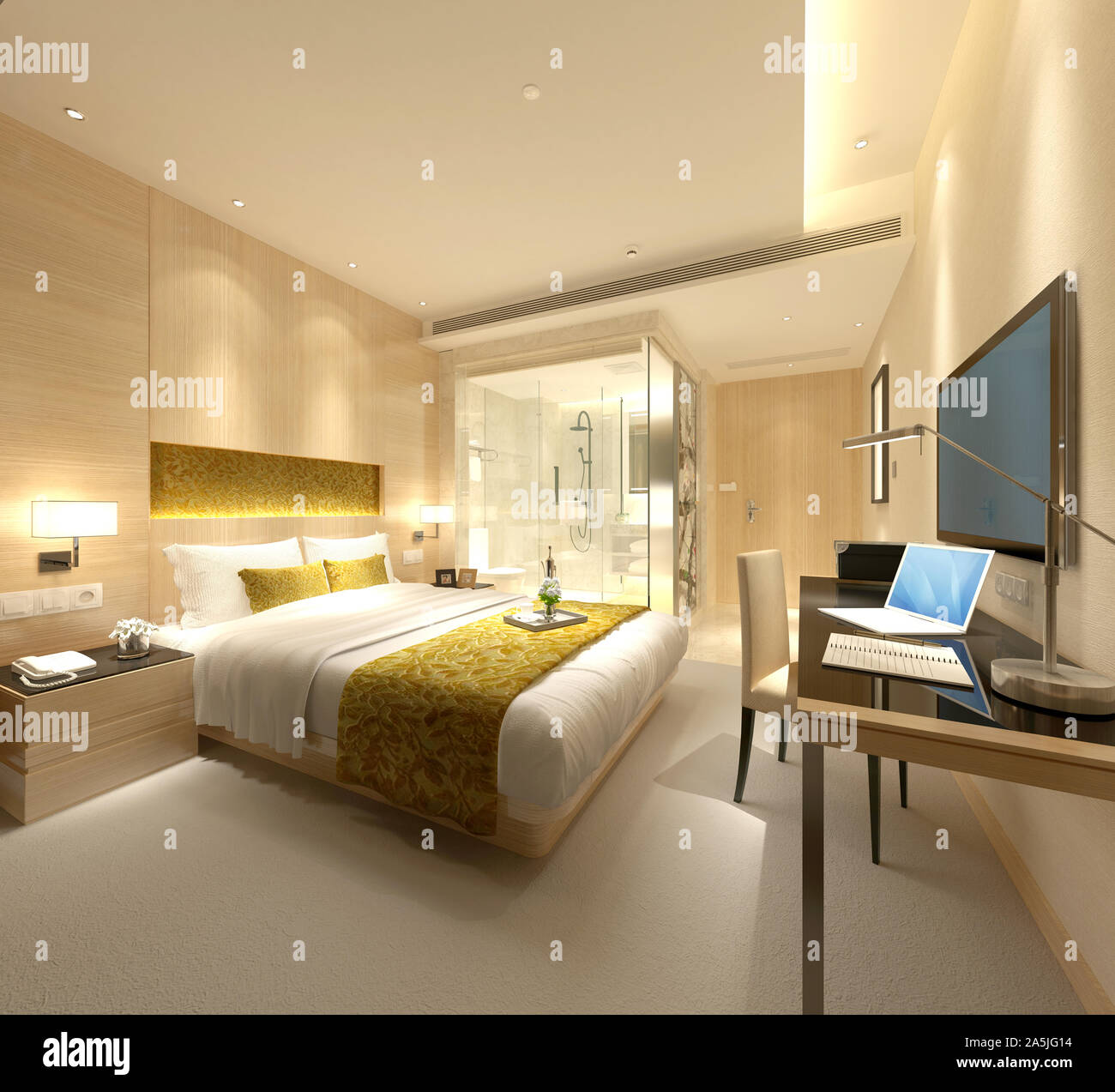 3d render of modern hotel room Stock Photo - Alamy