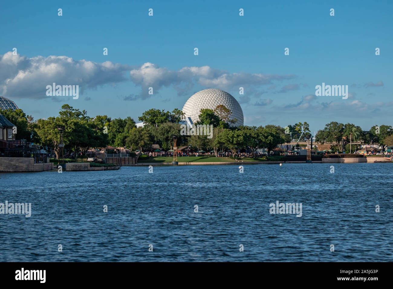 Orlando, Florida. October 10, 2019. Partial view of Epcot sphere at ...