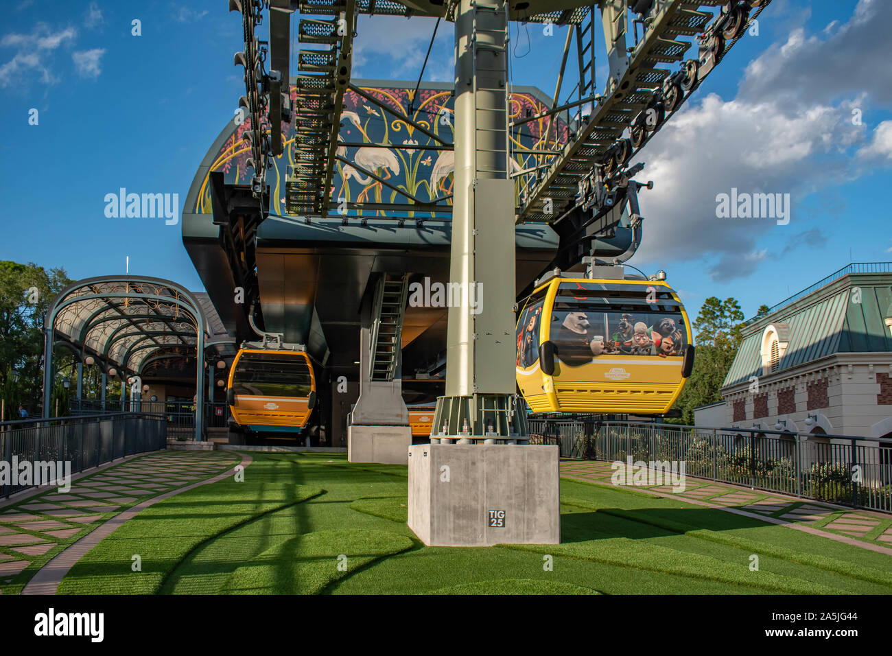Orlando, Florida. October 10, 2019. Theme gondolas in Disney Skyliner ...