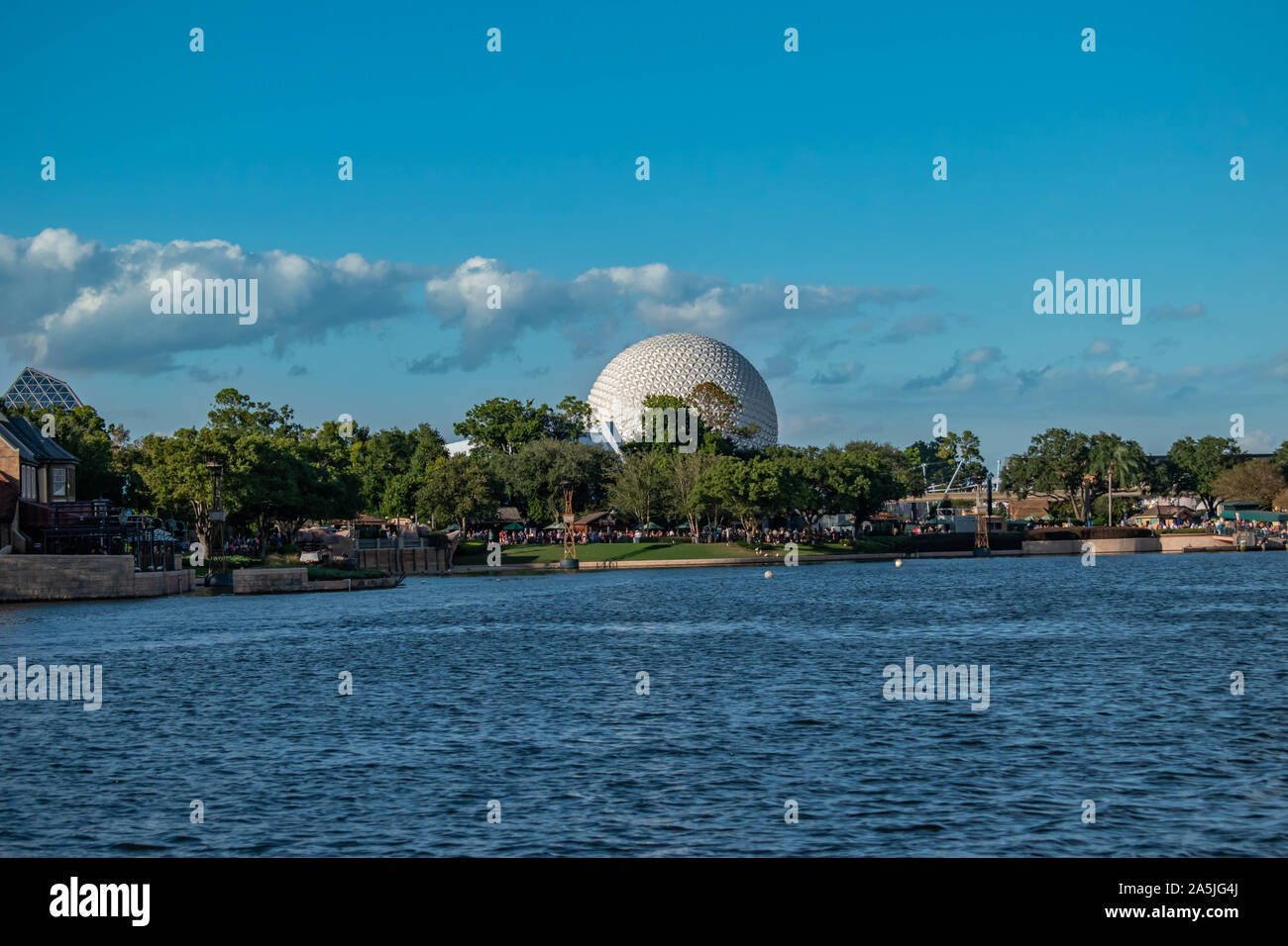 Orlando, Florida. October 10, 2019. Partial view of Epcot sphere at ...