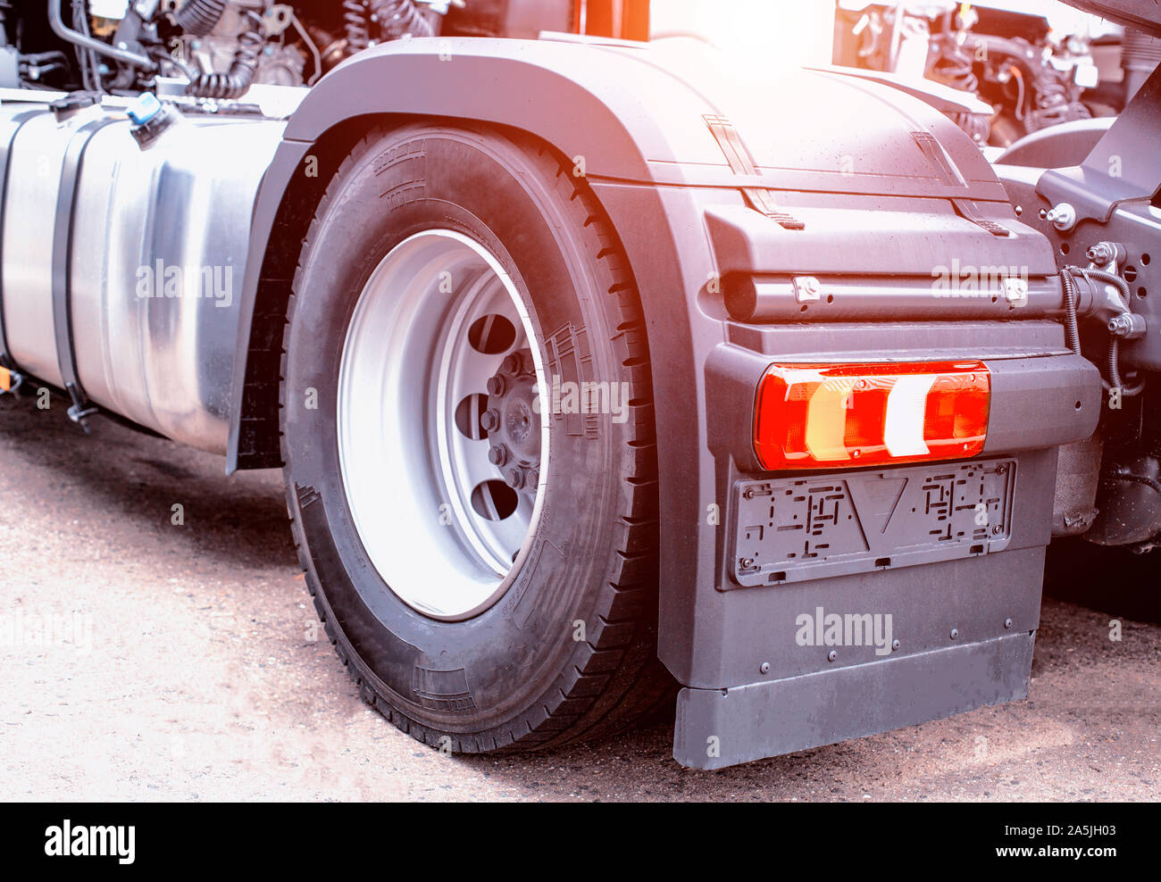 The back of a modern European cargo delivery truck. Logistics and ...