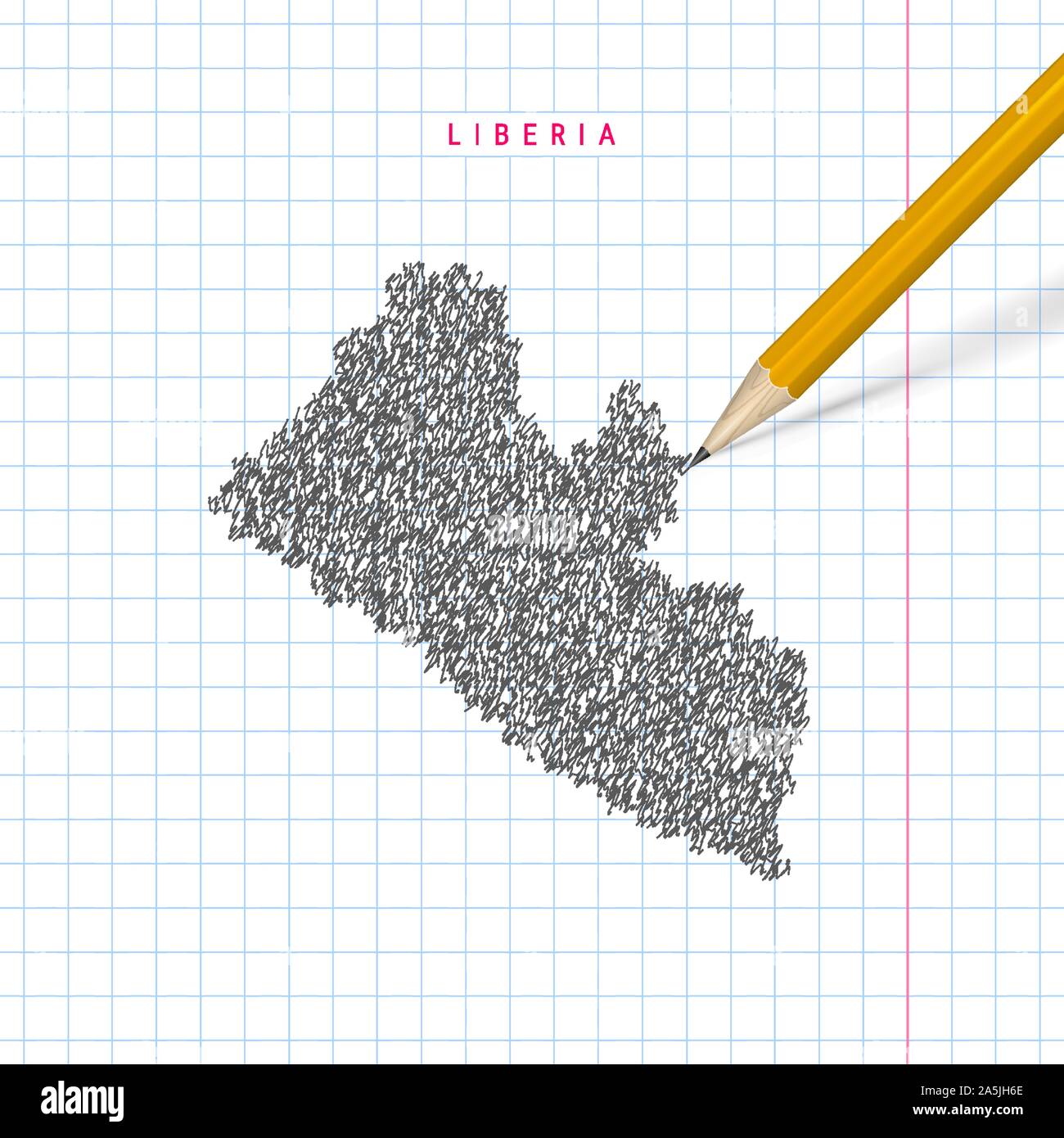 Liberia sketch scribble map drawn on checkered school notebook paper ... Liberia sketch scribble map drawn on checkered school notebook paper ...