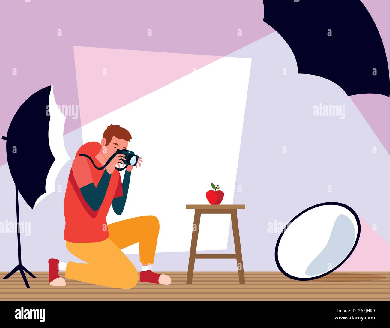 man with camera in photo studio vector illustration design Stock Vector ...