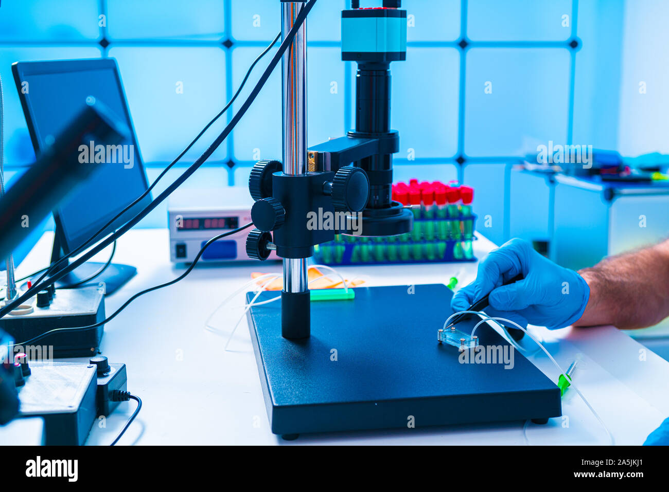 Design development Lab On Chip device in microfluidic lab Stock Photo ...