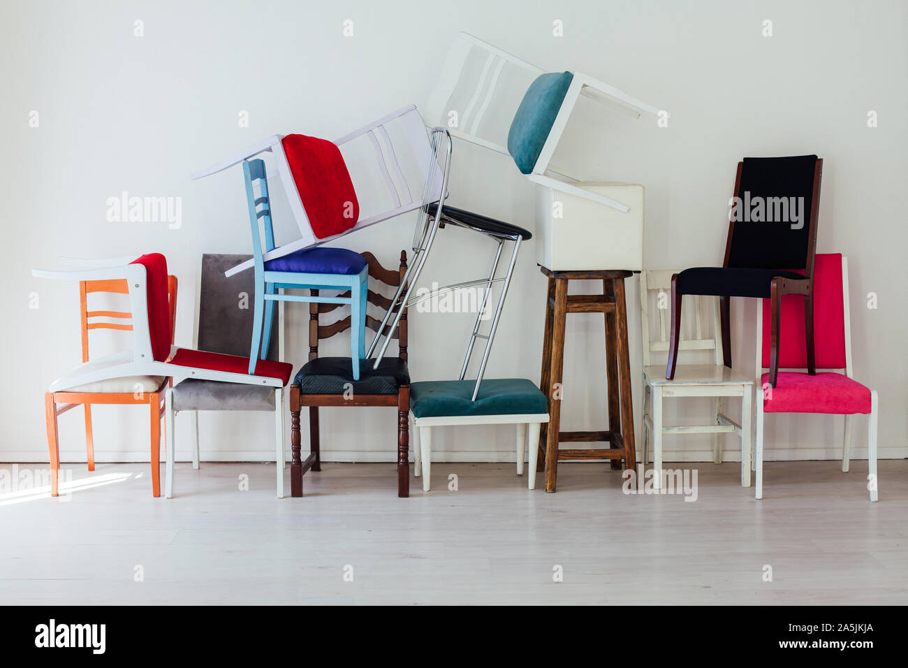 lots of different chairs in the interior of an empty office Stock Photo ...