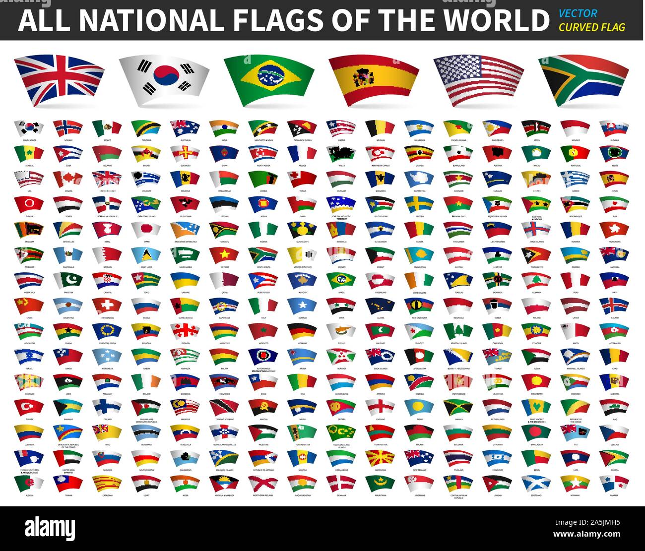 All national flags of the world . Curved design . White isolated ...