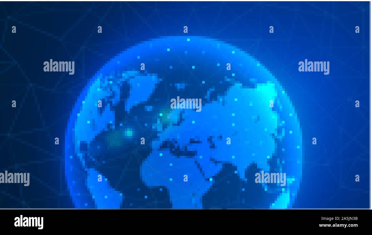 Global network connection background, blue world map, vector ...