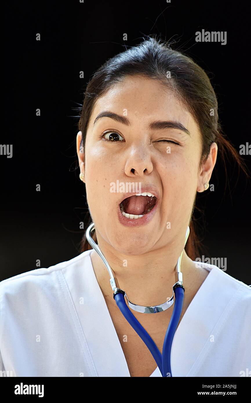 Goofy Adult Female Nurse Wearing Scrubs Stock Photo - Alamy