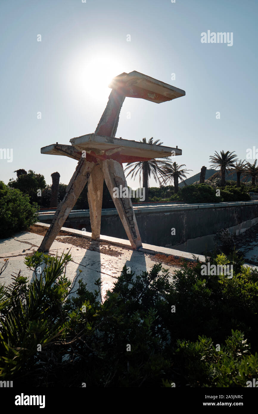 Old swimming pool diving board hi-res stock photography and images - Alamy