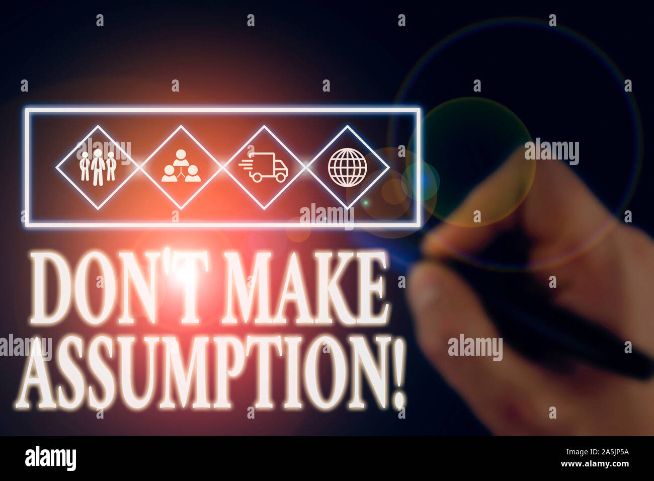 Writing note showing Don T Make Assumption. Business concept for ...