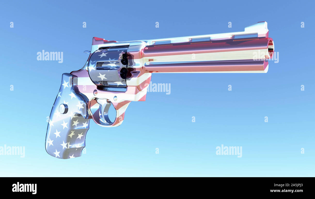 Revolver in US national colors Stock Photo - Alamy