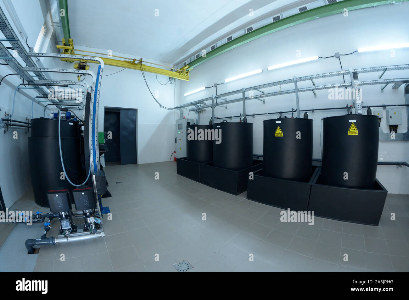 At the dosing systems hall of the water pumping station: sodium ...