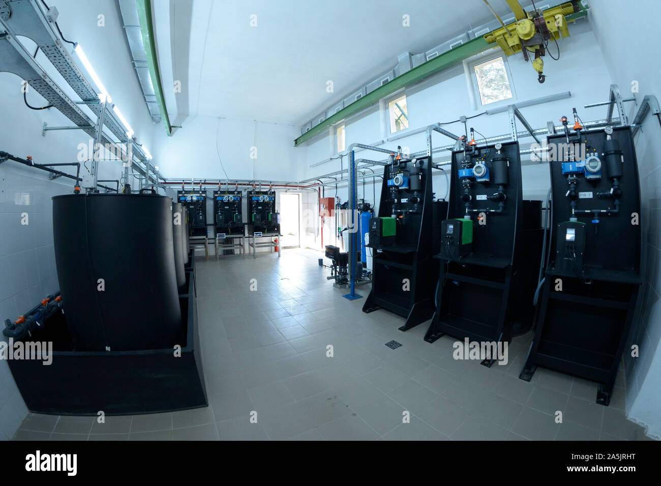 At the dosing systems hall of the water pumping station: sodium ...