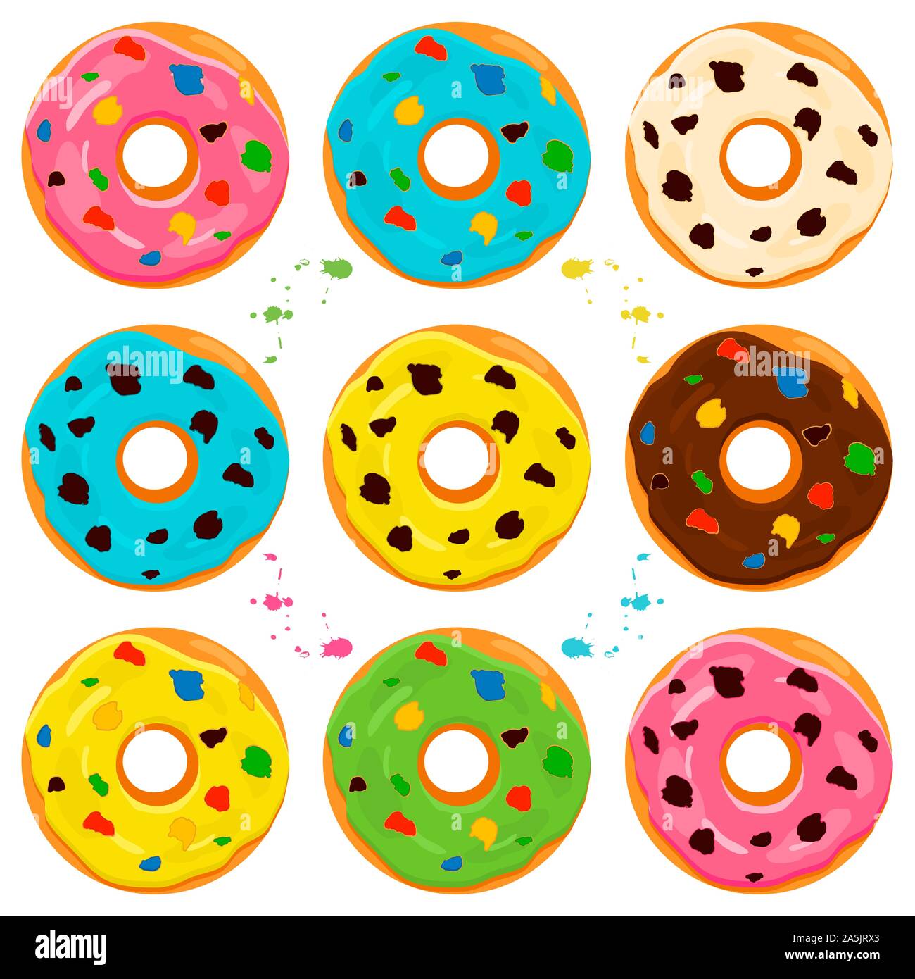 Different types of doughnuts Stock Vector Images - Alamy