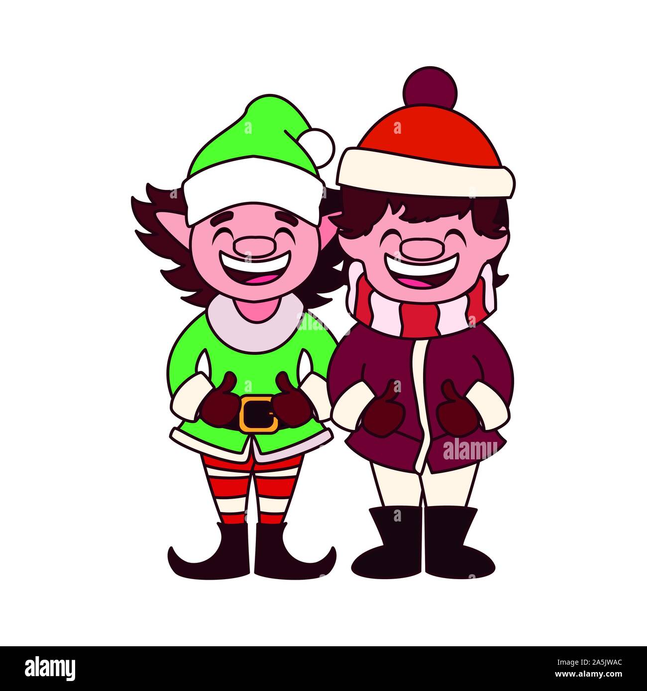 boy and elf in white background vector illustration design Stock Vector ...