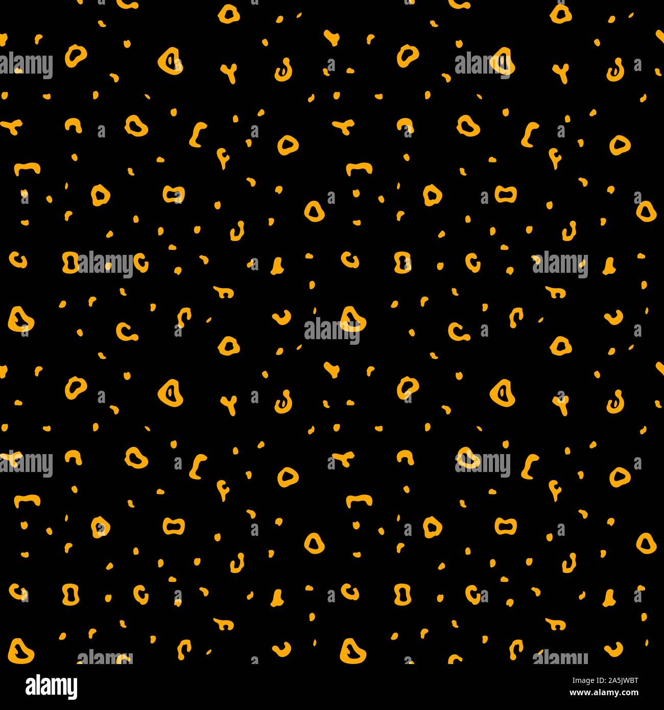 Black cartoon leopard skin with orange spots seamless pattern Stock ...