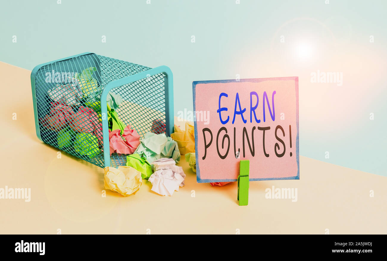 Text sign showing Earn Points. Business photo text collecting scores in ...