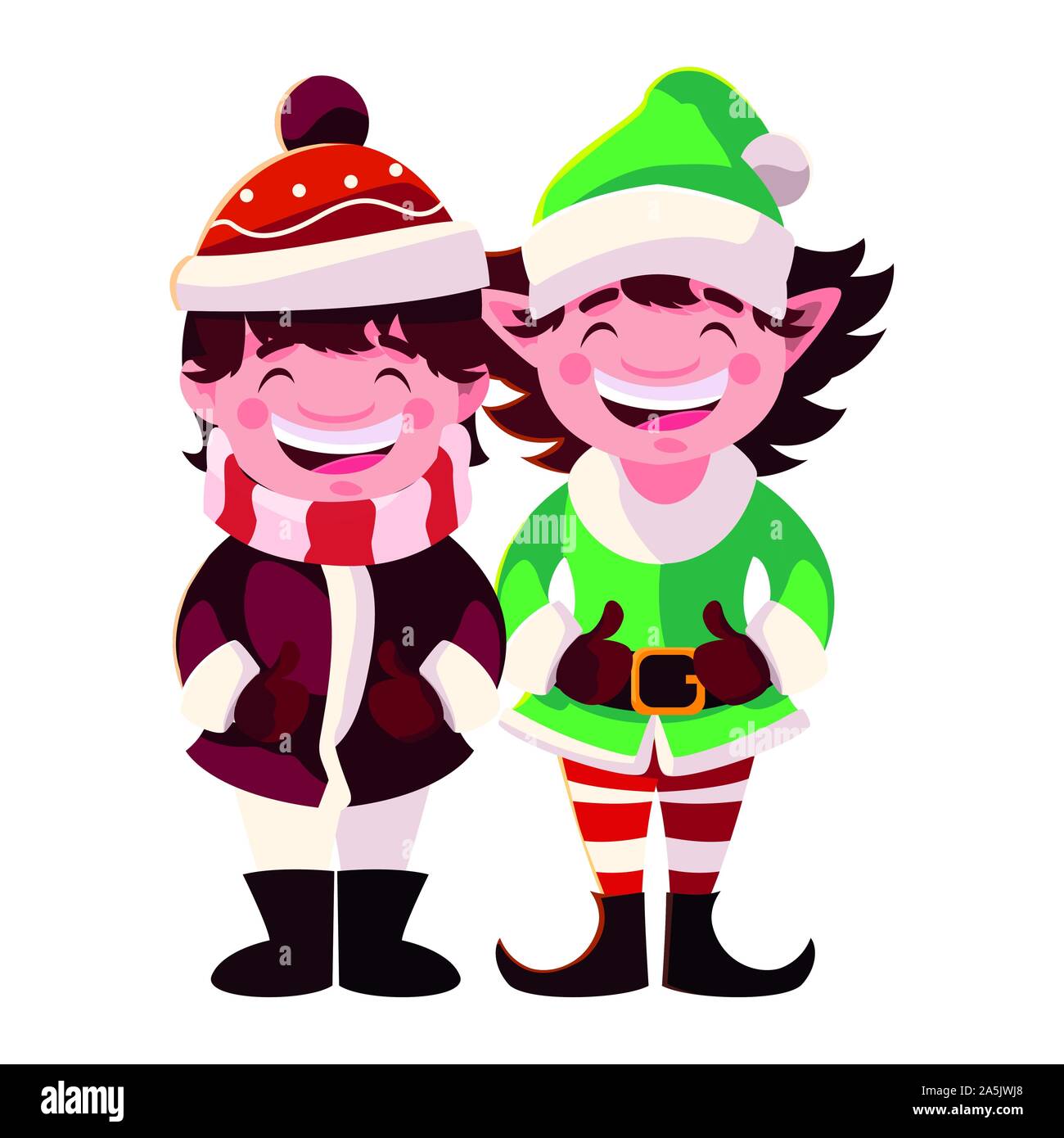 boy and elf in white background vector illustration design Stock Vector ...