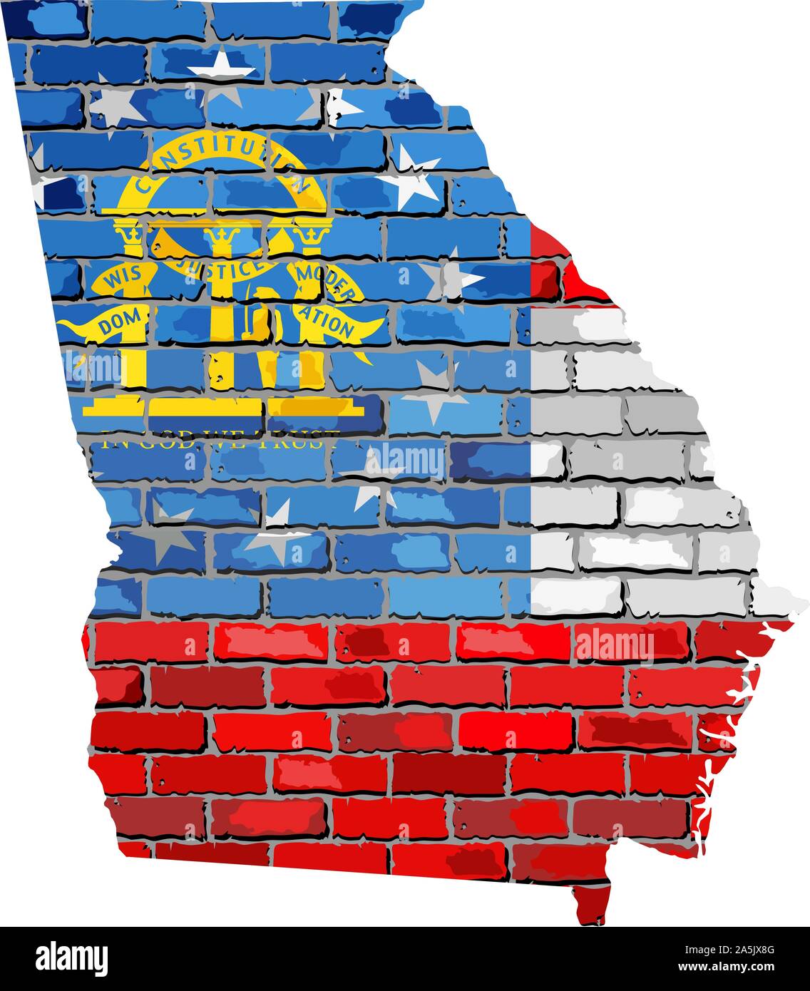 Georgia map on a brick wall - Illustration, The state of Georgia map ...