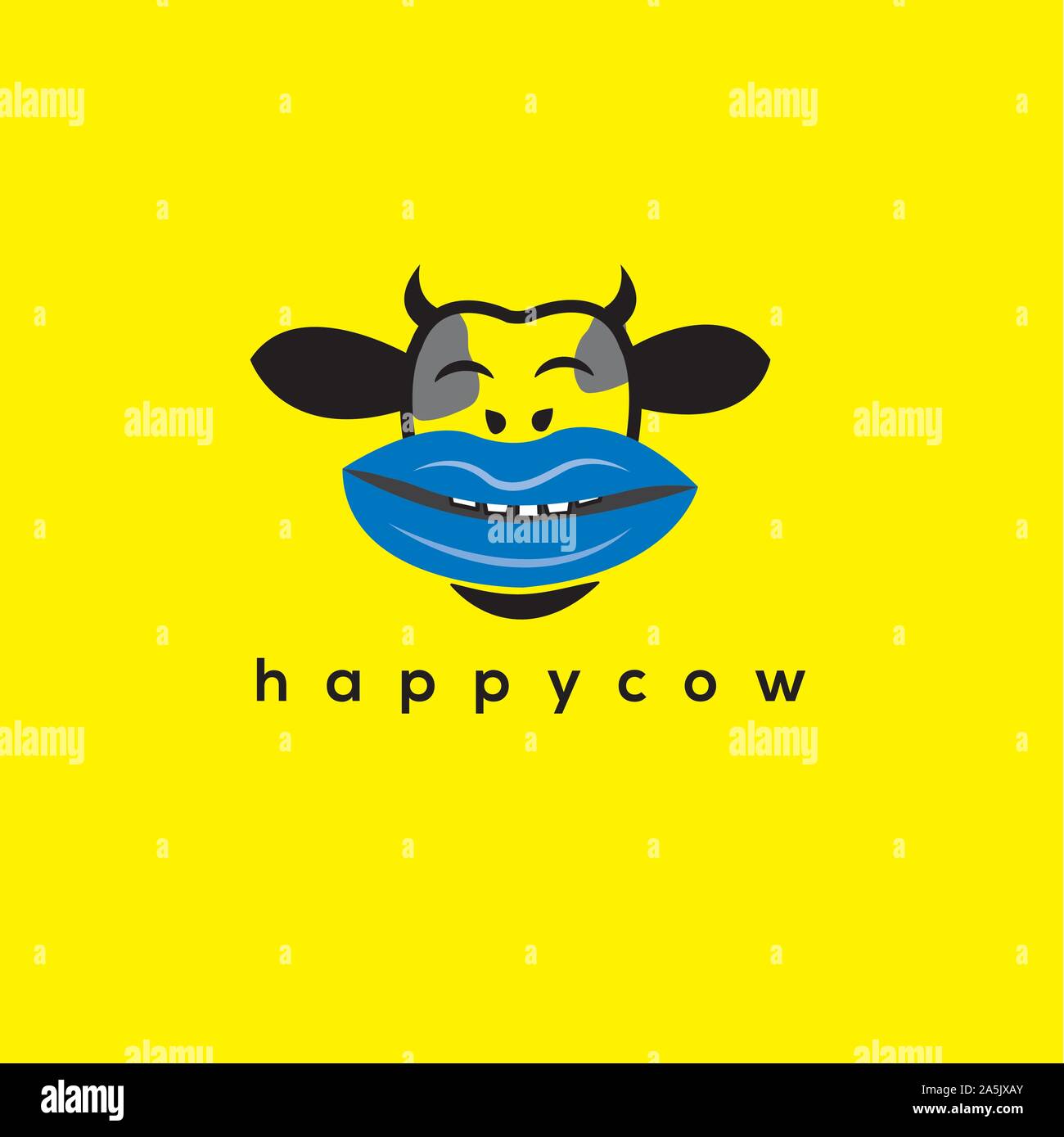 Smiling cow vector logo. smiling cow emblem Stock Vector Image & Art ...