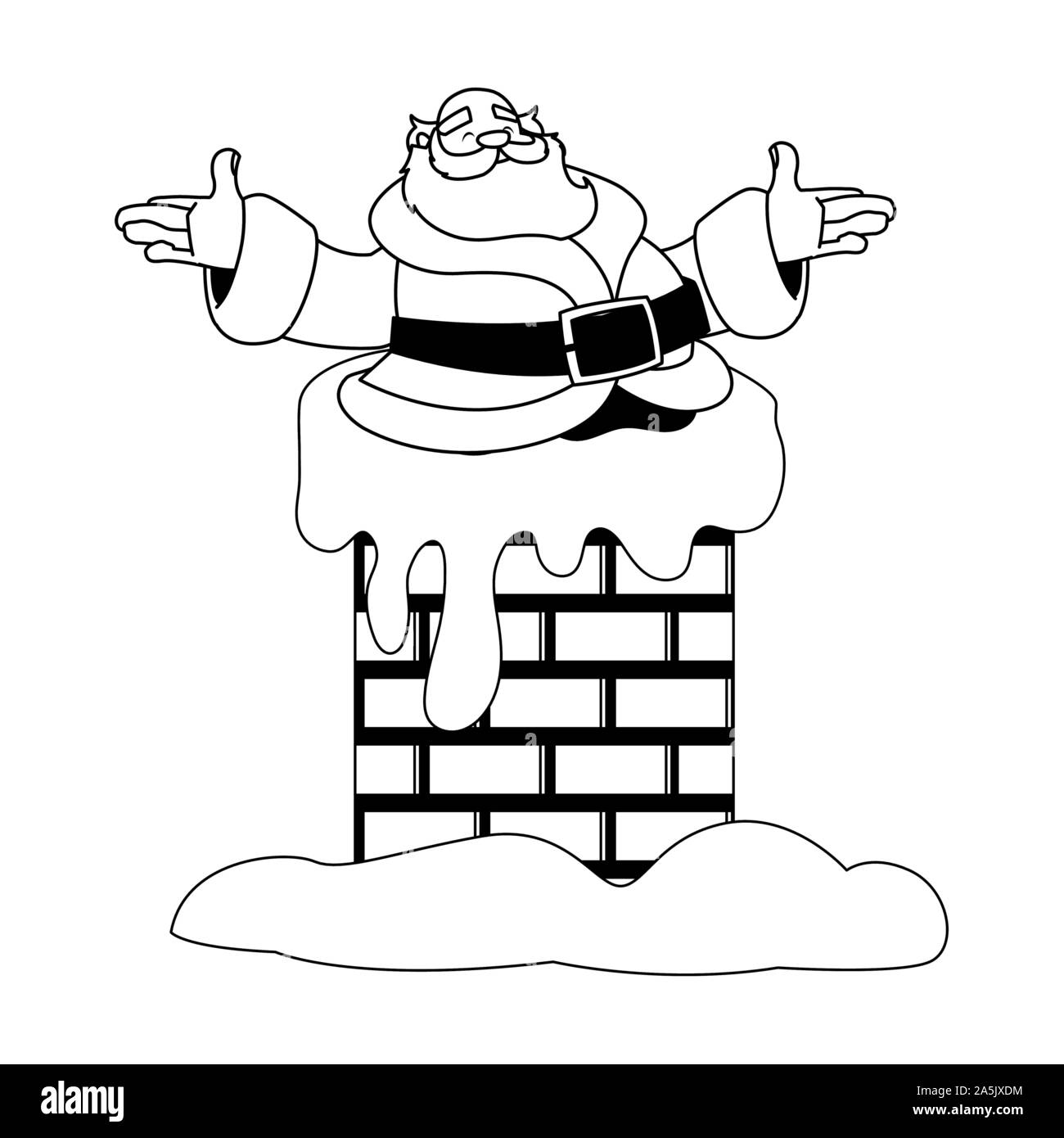 santa claus entering the chimney on white background vector ...