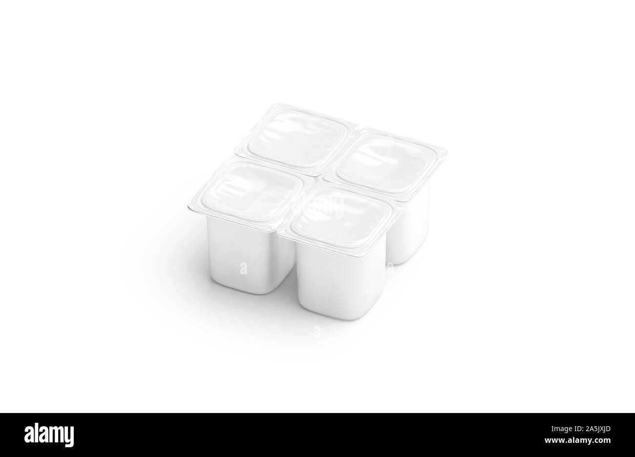 Blank 4-pack white yogurt box mockup, side view Stock Photo - Alamy