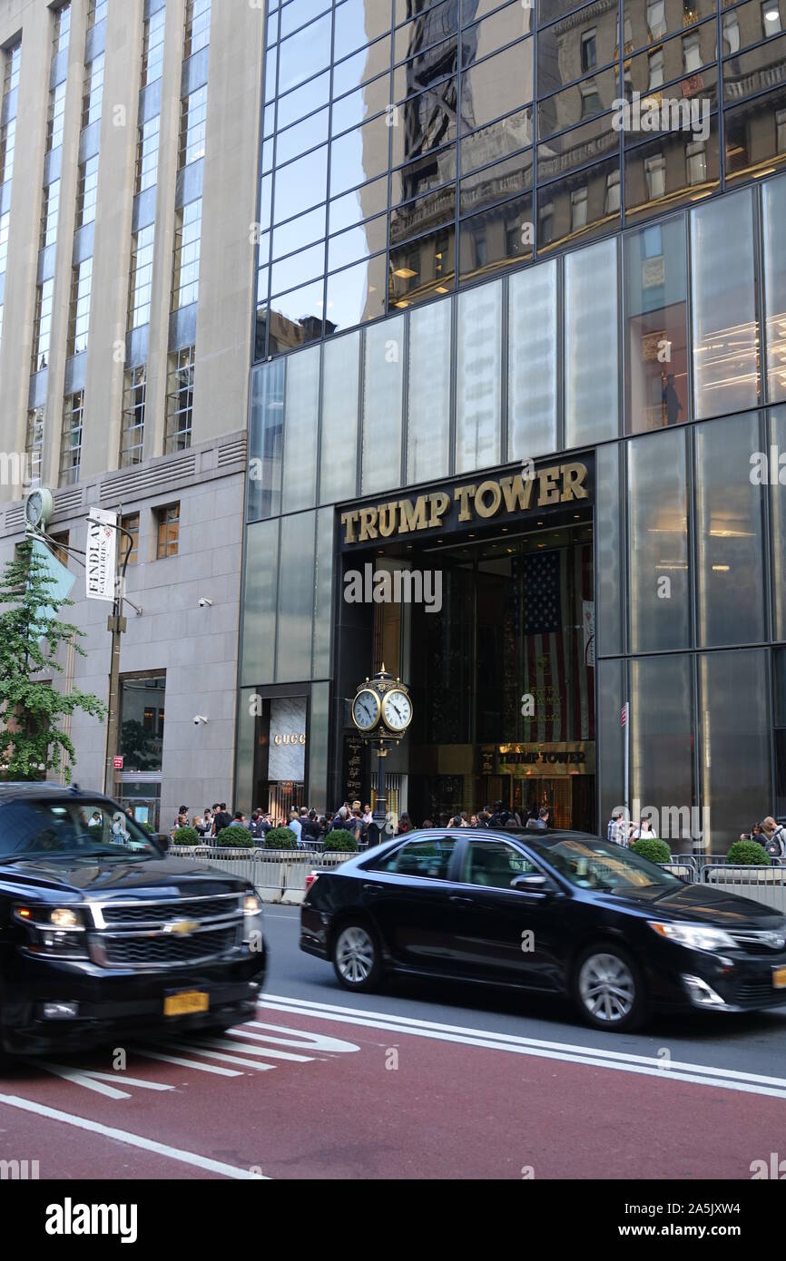 New York, USA. 14th Sep, 2019. The entrance to Trump Tower in Manhattan ...