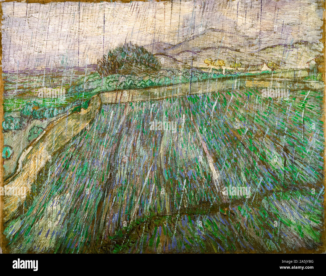 Vincent van Gogh, Rain, (Wheat field in rain), landscape painting, 1889 ...