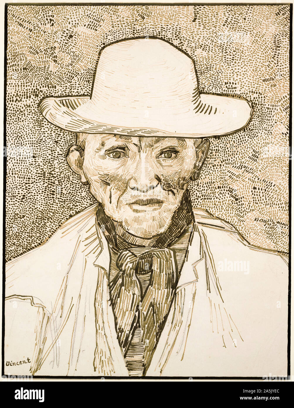 Vincent van Gogh, portrait drawing, Peasant of the Camargue, (Patience ...