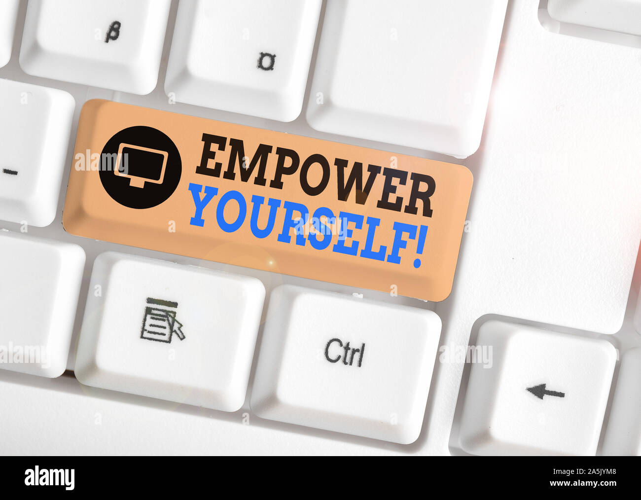 Writing note showing Empower Yourself. Business concept for taking ...