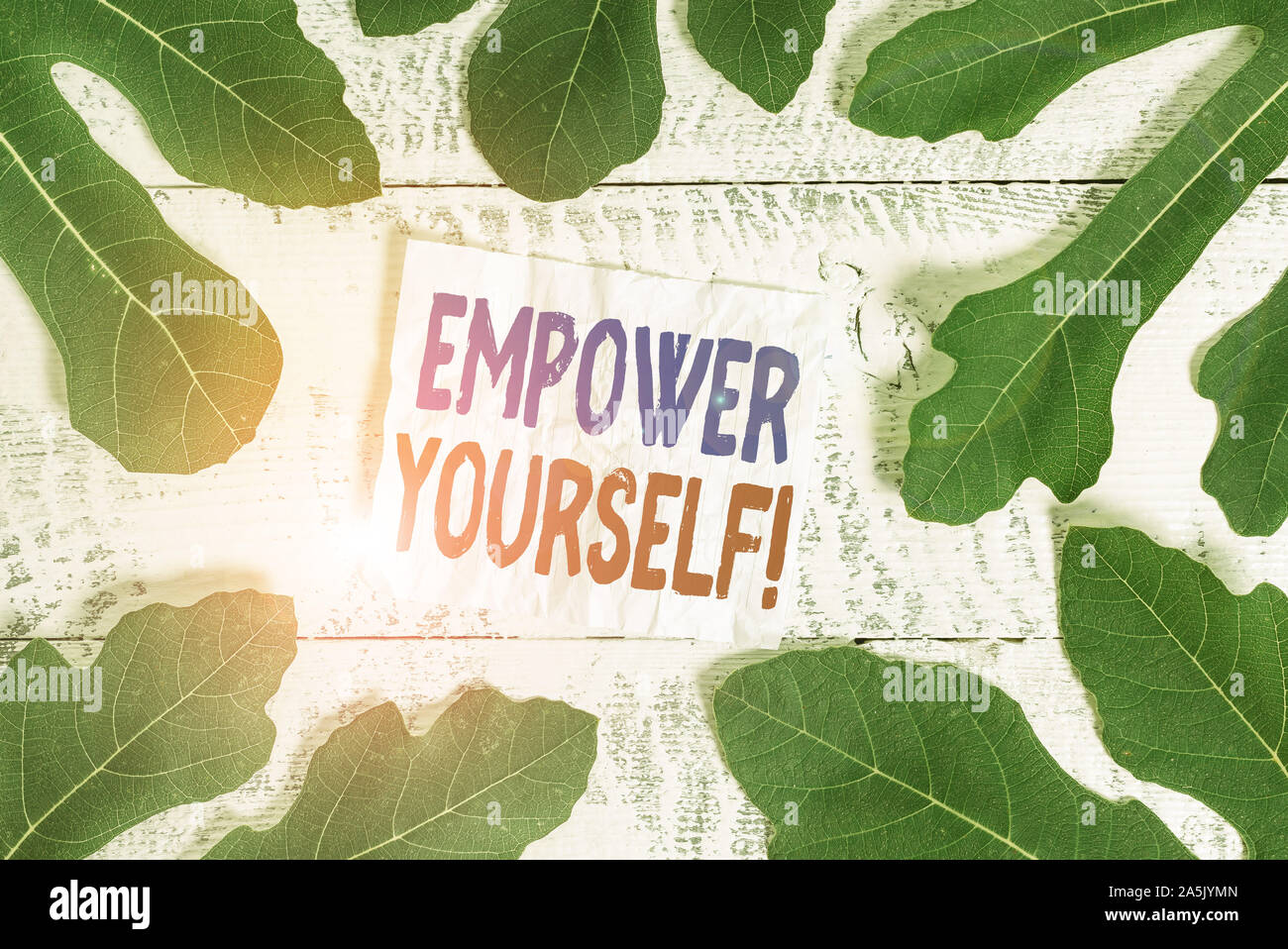Text sign showing Empower Yourself. Business photo showcasing taking ...