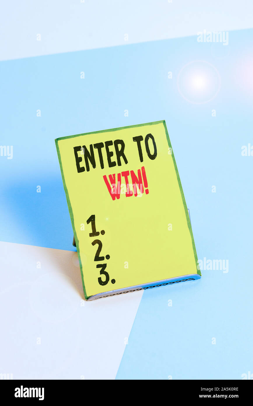 Word writing text Enter To Win. Business photo showcasing exchanging ...