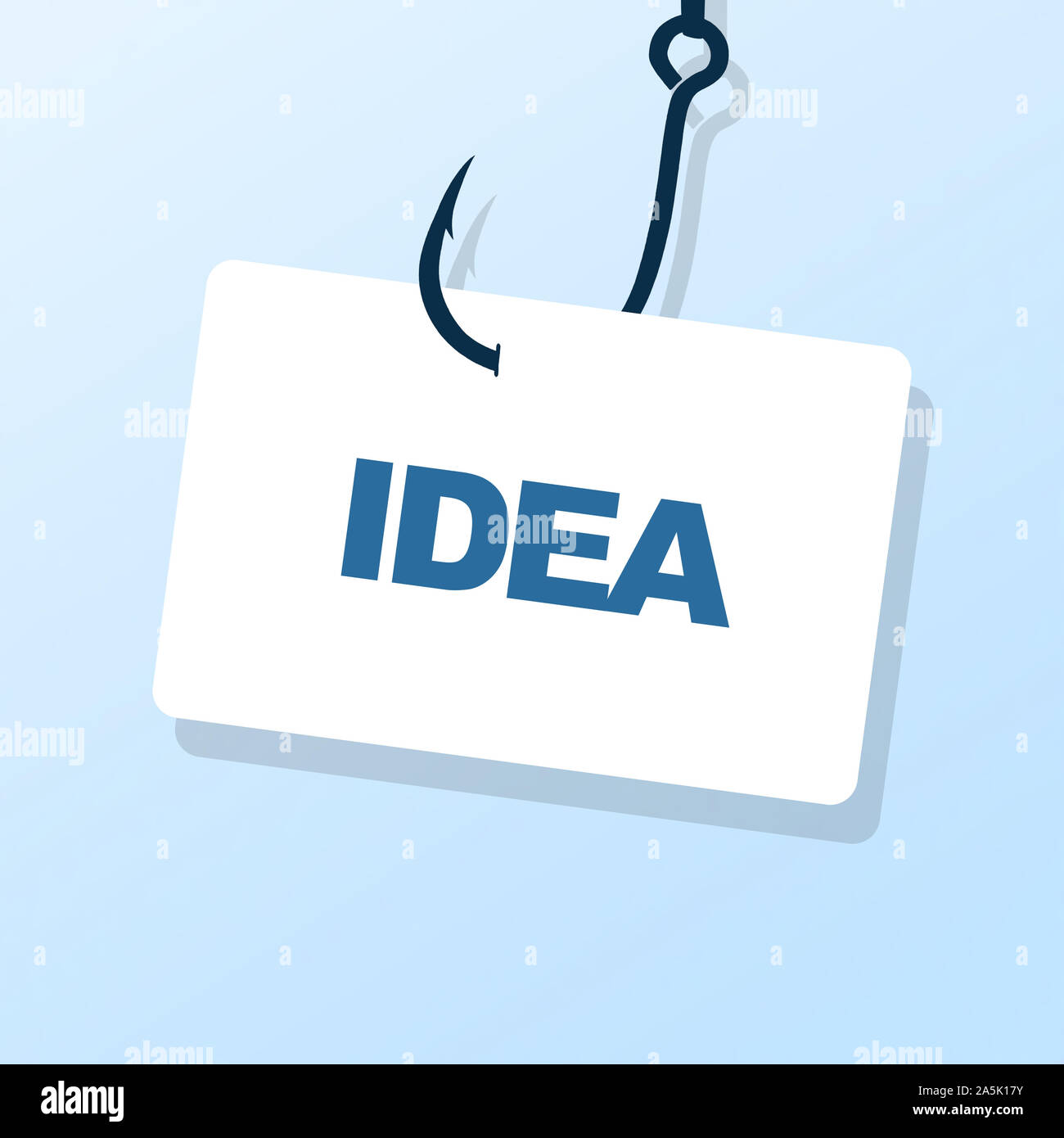 Illustration of hook with idea tag on light blue background Stock Photo ...