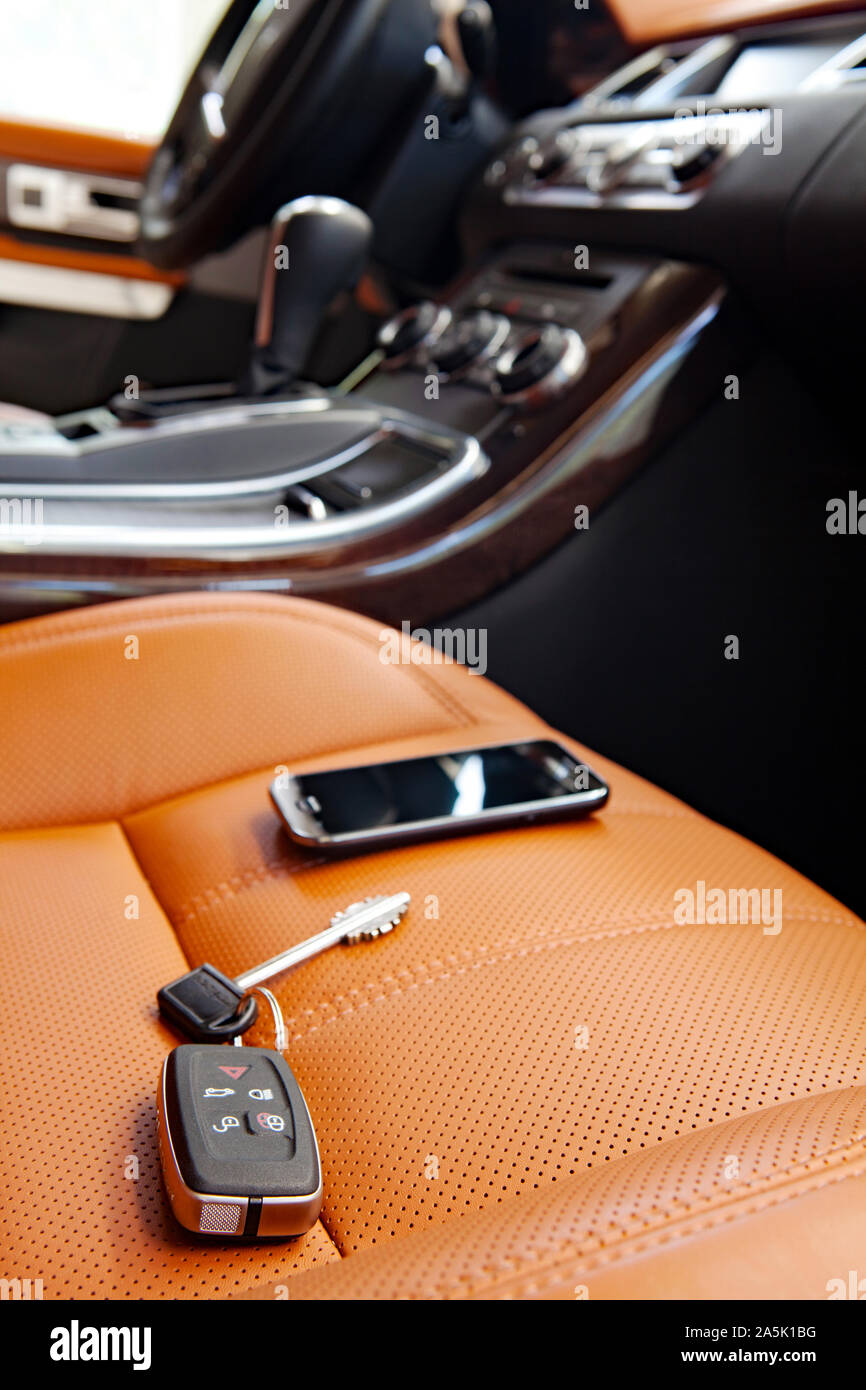 car interior with keys and radio control Stock Photo - Alamy