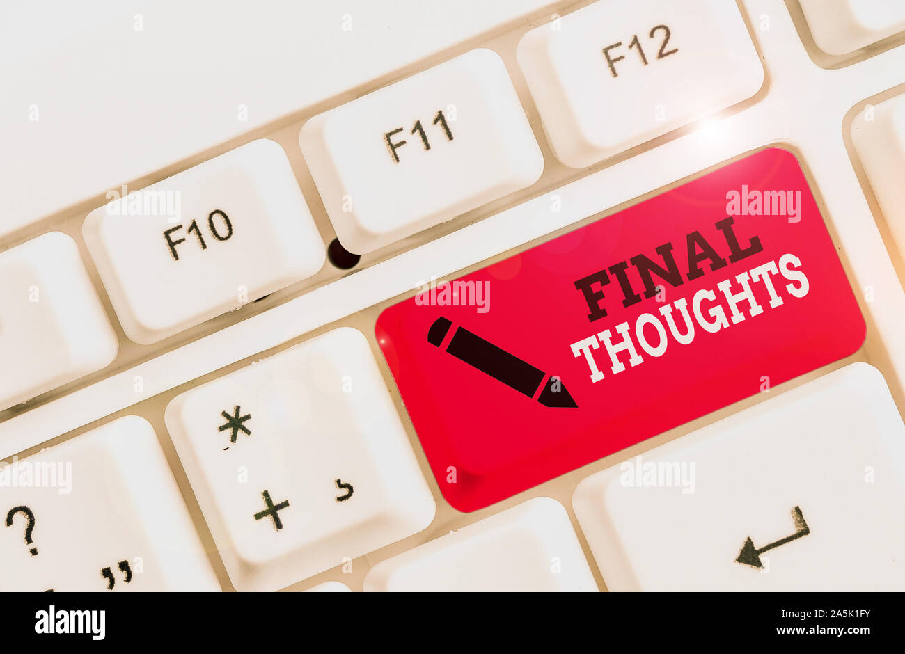 Text sign showing Final Thoughts. Business photo showcasing the ...