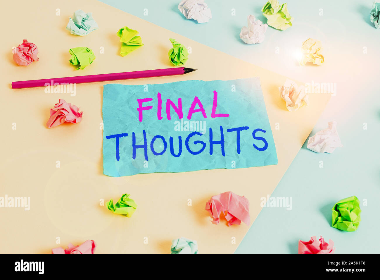 Conceptual hand writing showing Final Thoughts. Concept meaning the ...