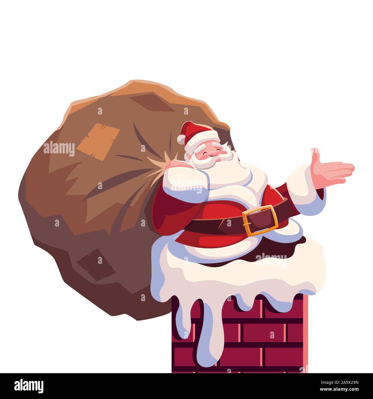 santa claus entering the chimney on white background vector ...