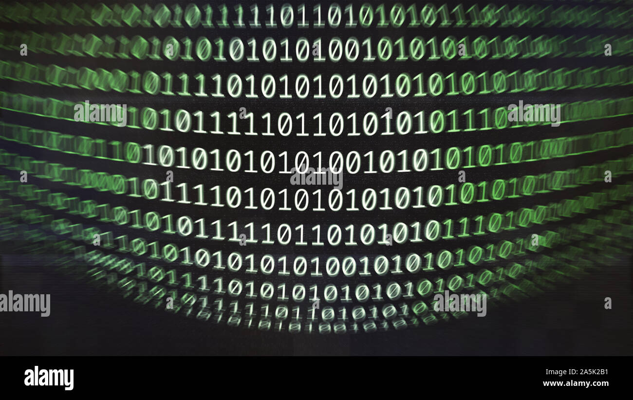 Stream of binary matrix code on dark background Stock Photo - Alamy