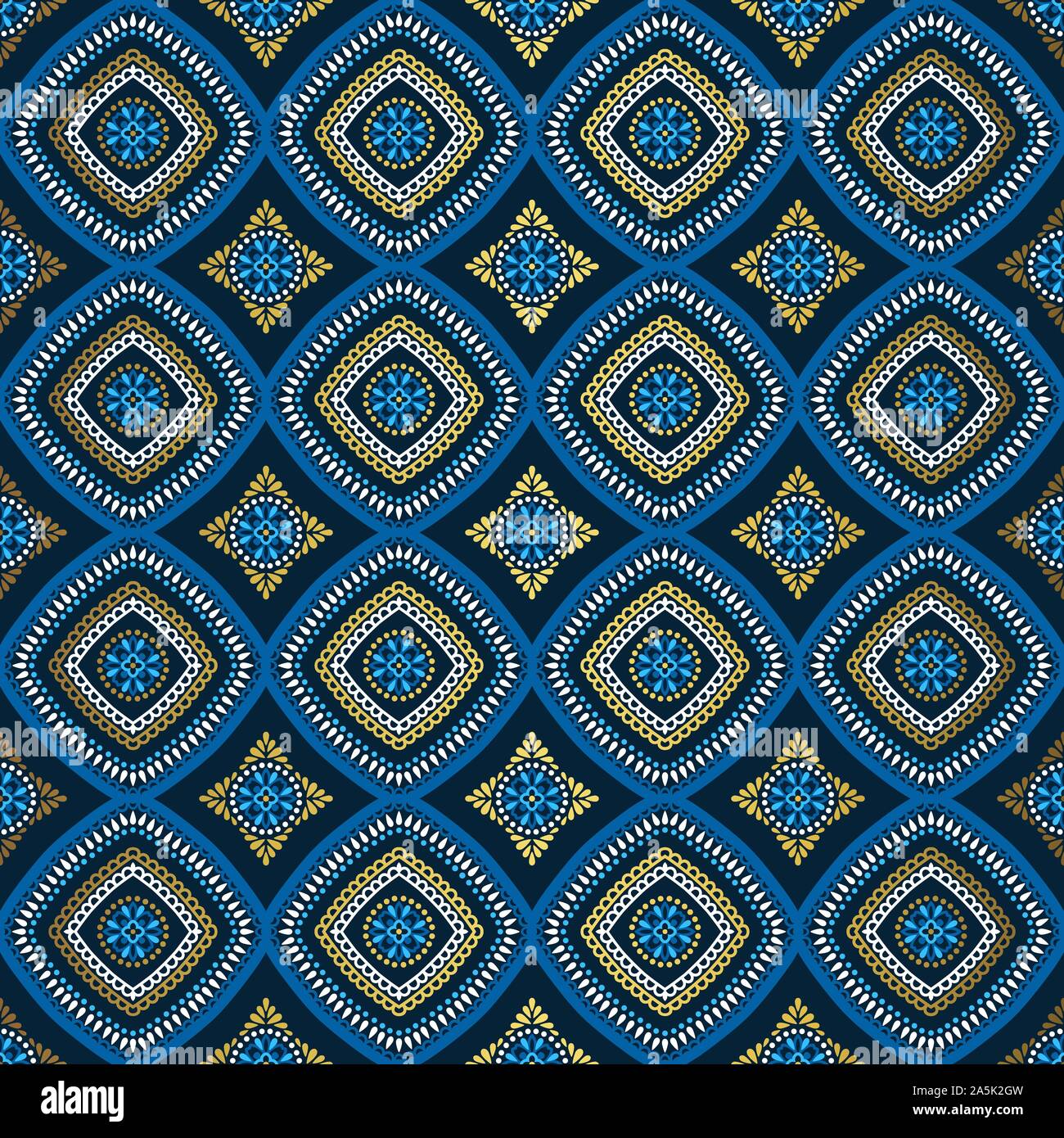 Golden and blue background. Luxury oriental seamless pattern Stock ...