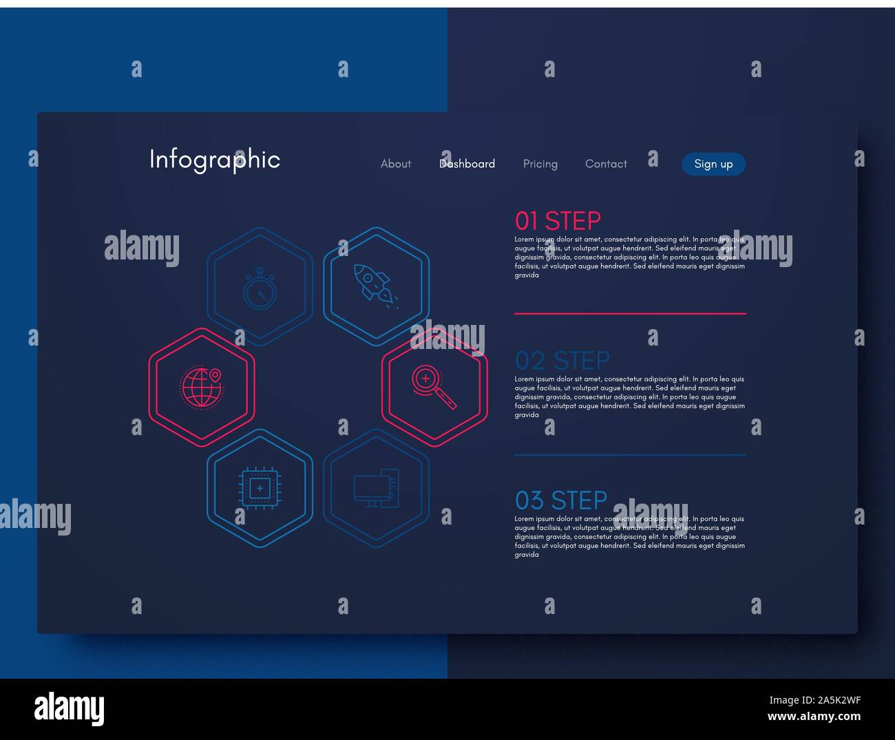 Vector graphics infographics with six options. Template for creating ...