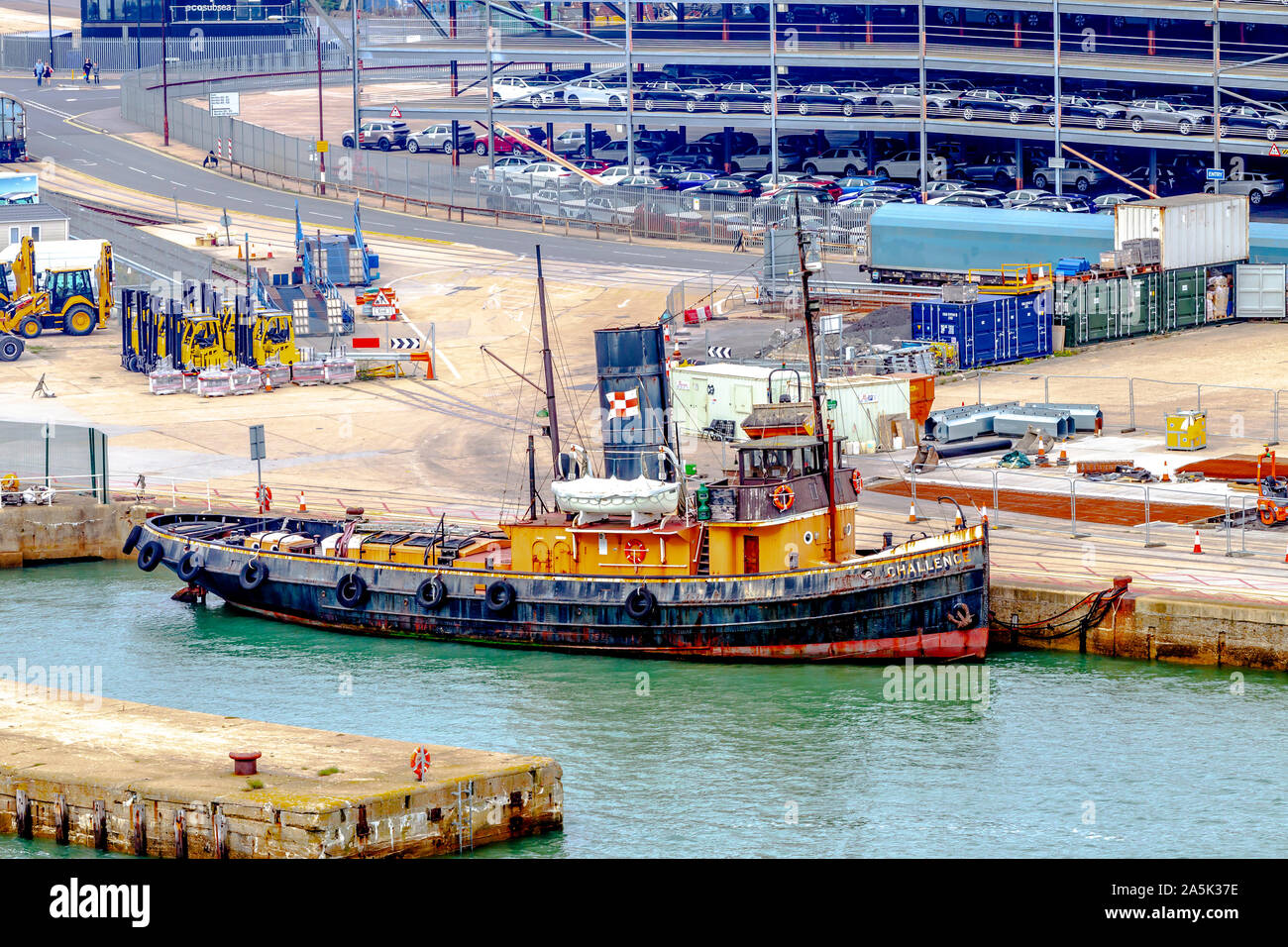 Tugboat Challenge moored in Southampton commercial docks. Hampshire, UK ...